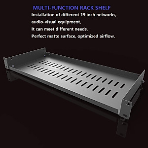 Jingchengmei 2 Pack of 1U Disassembled Vented Cantilever Server Rack Mount Shelf 8" (203mm) Deep for 19" Network Cabinet or Equipment Rack (8V2PC)