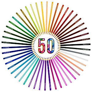 U.S. Art Supply 50 Piece Adult Coloring Book Artist Grade Colored Pencil Set - Vibrant Colors, Smooth Art Drawing, Sketching, Shading, Blending - Fun Activities for Kids, Students, Adults, Beginners