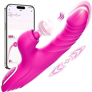 Adult Sex Toys Thrusting Dildo - Sex Toy Rabbit Vibrator with 10 Vibrating 7 Thrust Mode with Licking, G Spot Clitoral Toys for Women Female and Couples Pleasure Games