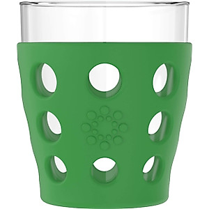 Lifefactory 10-Ounce BPA-Free Indoor/Outdoor Protective Silicone Sleeve Beverage Glass, 4 Count (Pack of 1), Orange, Grass Green, Cobalt, Huckleberry