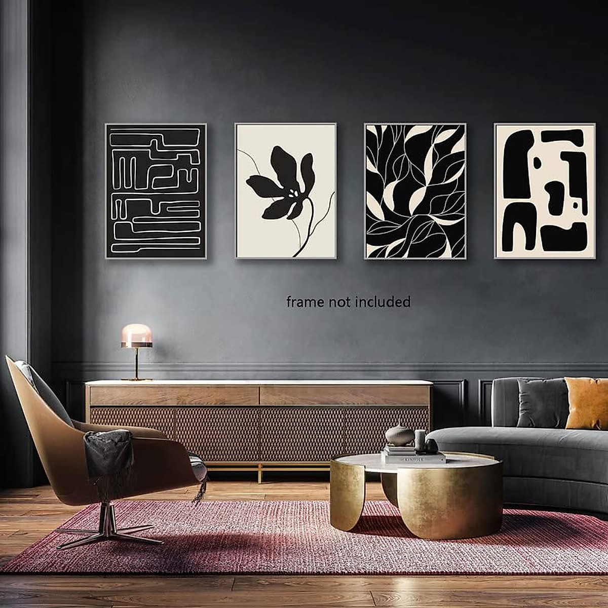 EASSYGIFI Mid Century Modern Wall Decor,Abstract Minimalist Wall Art，Modern Art Wall Decor,Neutral Canvas Painting，Modern Art Gallery Wall Decor, Black And White Home Decor 12X16 Inch 4Pcs (No Frame)