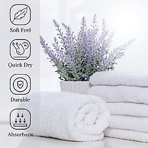 GOLD TEXTILES Premium Washcloths Towel Set (48 Pack, White, 12x12 Inches) Multi-Purpose Soft, Machine Washable Sports & Workout Towels (Pack of 48-12x12)