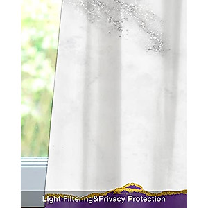 COLCE Valances for Windows Wild Marble Pattern Gold Purple White Ombre Curtain Valance for Kitchen Basement Window Curtain Decorative Rod Pocket Short Winow Valance Curtains 54" W x 18" L