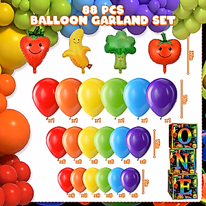 Generic 124pcs Fruit 1st Birthday Decorations, Dancing Fruit 1st Birthday Decorations Fruit Party Decorations Swirls Banner cupcake topper Backdrop Fruit Balloons Arch Set for Baby