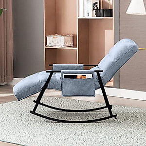 BALUS Adjustable Rocking Chair Lounge Children Chair, Modern Lounger Sofa,Lie or Sleep Lazy Chair, Internet Celebrity Single Rocker Chair,for Apartment/Bedroom/Balcony/Courtyard(Dark Grey)