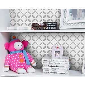 GloryTik 17.3" x 78.7"Gray and White Contact Paper Self Adhesive Removable Shelf Liner Peel and Stick Embossing Shelf Liners for Kitchen Cabinets Drawer