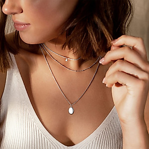 ChicSilver Personalized Oval Locket Necklace That Holds Pictures 925 Sterling Silver Custom Engraved Memory Photo Lockets 22 Inch Chain Custom Necklaces for Women