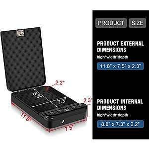 Biometric Gun Safe for Pistol, Quick Access Fingerprint Handgun Safe Firearm Lock Box,Gun Case for Home/Car/Travel - Upgraded Biometric/Keypad/Key Access,Silent Mode (Fingerprint Version)