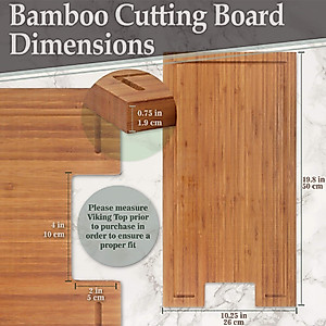 BambooMN Bamboo Griddle Cover/Cutting Board for Viking Cooktops, New Vertical Cut, Small (10.25"x19.8"x0.75")