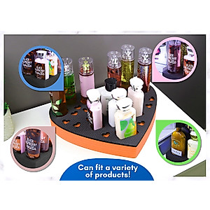 Polar Whale Lotion and Body Spray Stand Organizer Heart Shaped Large Tray Orange Black Durable Foam Washable Waterproof Insert for Home Bathroom Bedroom Office 15 x 12.5 x 2 Inches 11 Slots