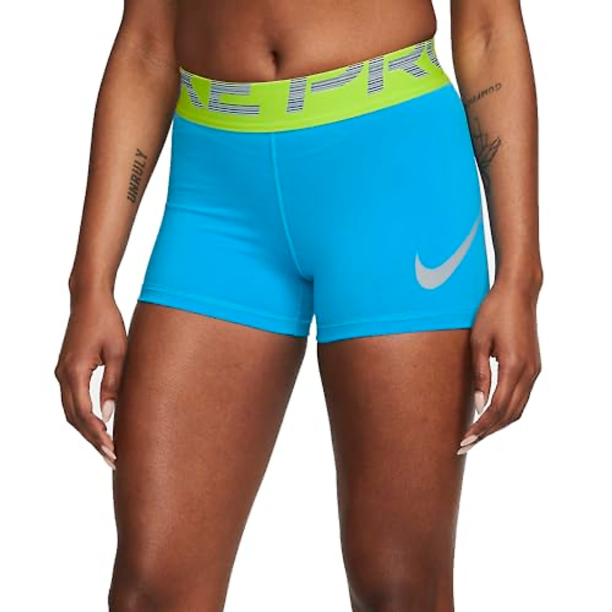 Nike Women's Pro 3" Training Shorts (Medium, Laser Blue)