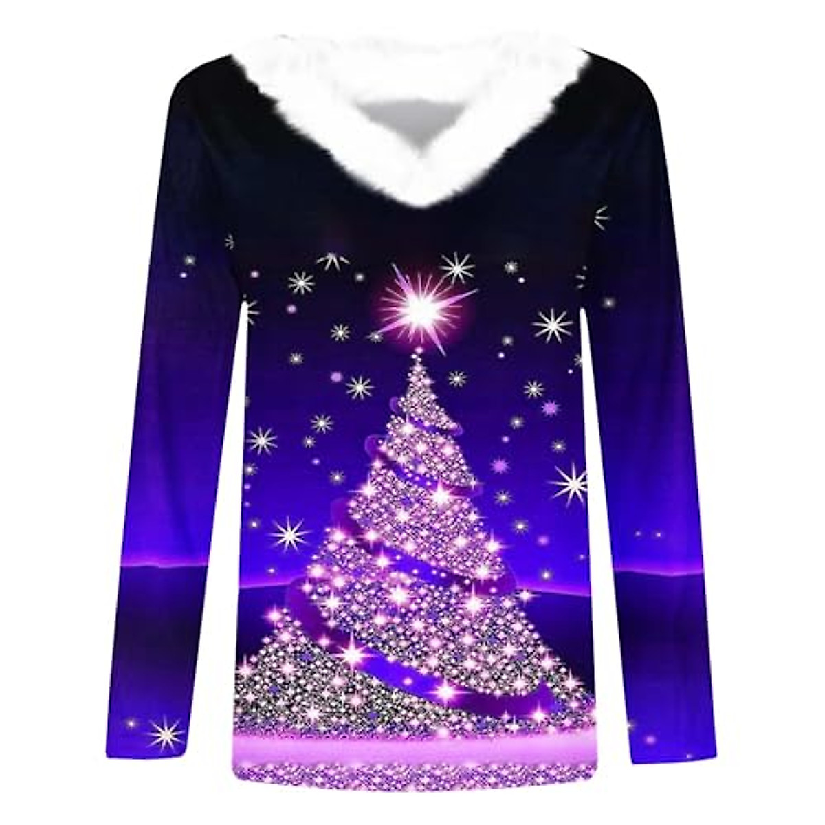SKDOGDT Womens Christmas Shirts Winter Warm Xmas Tree Graphic Long Sleeve Holiday Tops Dressy Casual V Neck Sweatshirts Tops