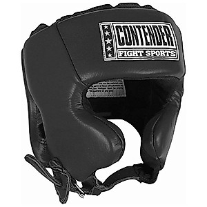 Contender Fight Sports Competition Boxing Headgear with Cheeks Black, Large