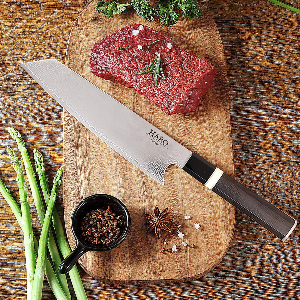 HARO CUTLERY Talon Series 8 Inch Chef Knife | Japanese Knife Kiritsuke Knife | Forged Damascus Knife | Professional VG10 Chef Knife | Japanese Kitchen Knife | Razor Sharp Chefs Knife