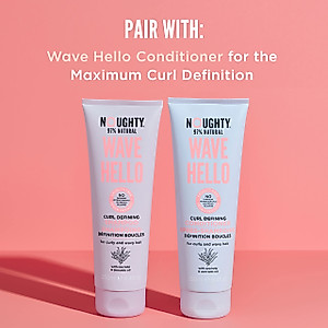 Noughty Wave Hello Curl Defining Shampoo - 97% Natural, Vitamin-Rich Formula for Curly and Wavy Hair, Sulphate-Free Vegan Haircare, 250ml
