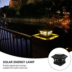 Uonlytech 1pc Solar Post Lamp Garden Fence Lights Stake Light Corridor Light Inground Light Pathway Post Lamp Garden Light Cap Lights Outdoor Solar Light Courtyard Lamp Lamps Plastic Square