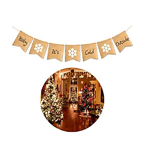 Christmas Banner Baby It's Cold Outside Printed Bunting Banner Christmas Tree Garland Holiday Bunting Home Garden Indoor Outdoor Banner Christmas Home Party Decorations