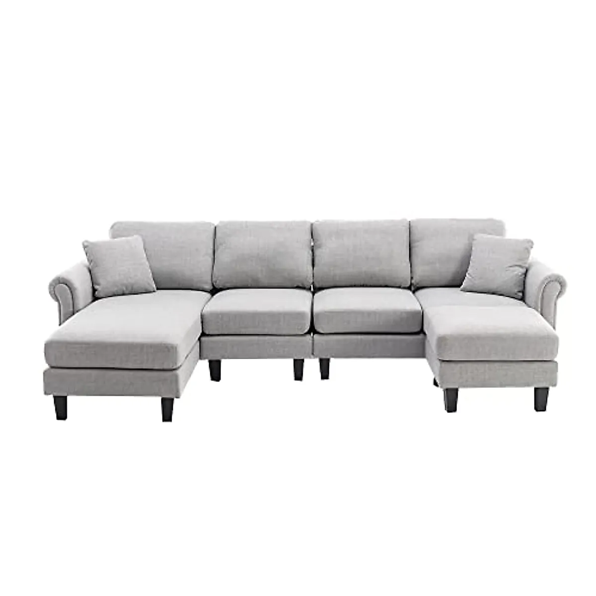 Olela U Shaped Modular Sectional Sofa for Living Room, Oversized Deep Seat Sofa Modern Linen Upholstered Sectional Couch with Chaise Lounge and Comfy Backrest (Light Gray)
