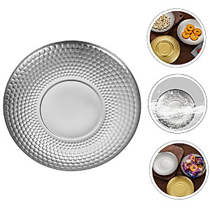Hemoton Hammered Fruit Plate Fish Serving Platter Kids Trays for Eating Seashell Decor Outdoor Plate Dinner Plate Metal Appetizer Plate Disc Outdoor Board Stainless Steel Camping