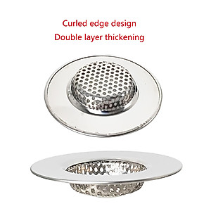 Haoyull 2pcs Kitchen Sink Strainer Plug Stainless Steel Hole Cover Bathtub/Shower Drain Cover Hair Catcher Sink Stopper, Dimensions as shown