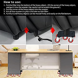5 Wheel Furniture Dolly, 1100lbs Moving Dollies with 5 Wheels, 360° Rotation Moving Furniture Lifter for Heavy Duty, Heavy Furniture Mover Tool for Sofa Refrigerator Bed