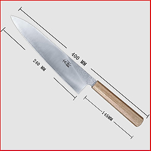TAIE Chef Knife 9.5 Inch Japanese Gyutou Knife High Carbon Forge Powder Stainless Steel 905 Blade With 62 HRC Natural Ash Wood Handle Light Weight Comfortable Grip 240mm