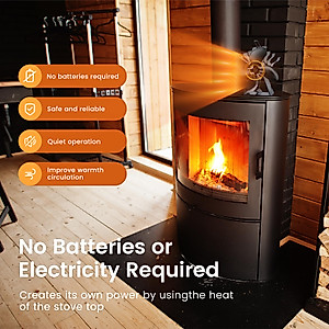 Komiikka 4-Blade Heat Powered Stove Fan for Wood/Log Burner, Fireplace Fan for Wood Burning Stove,Wood Stove Fan