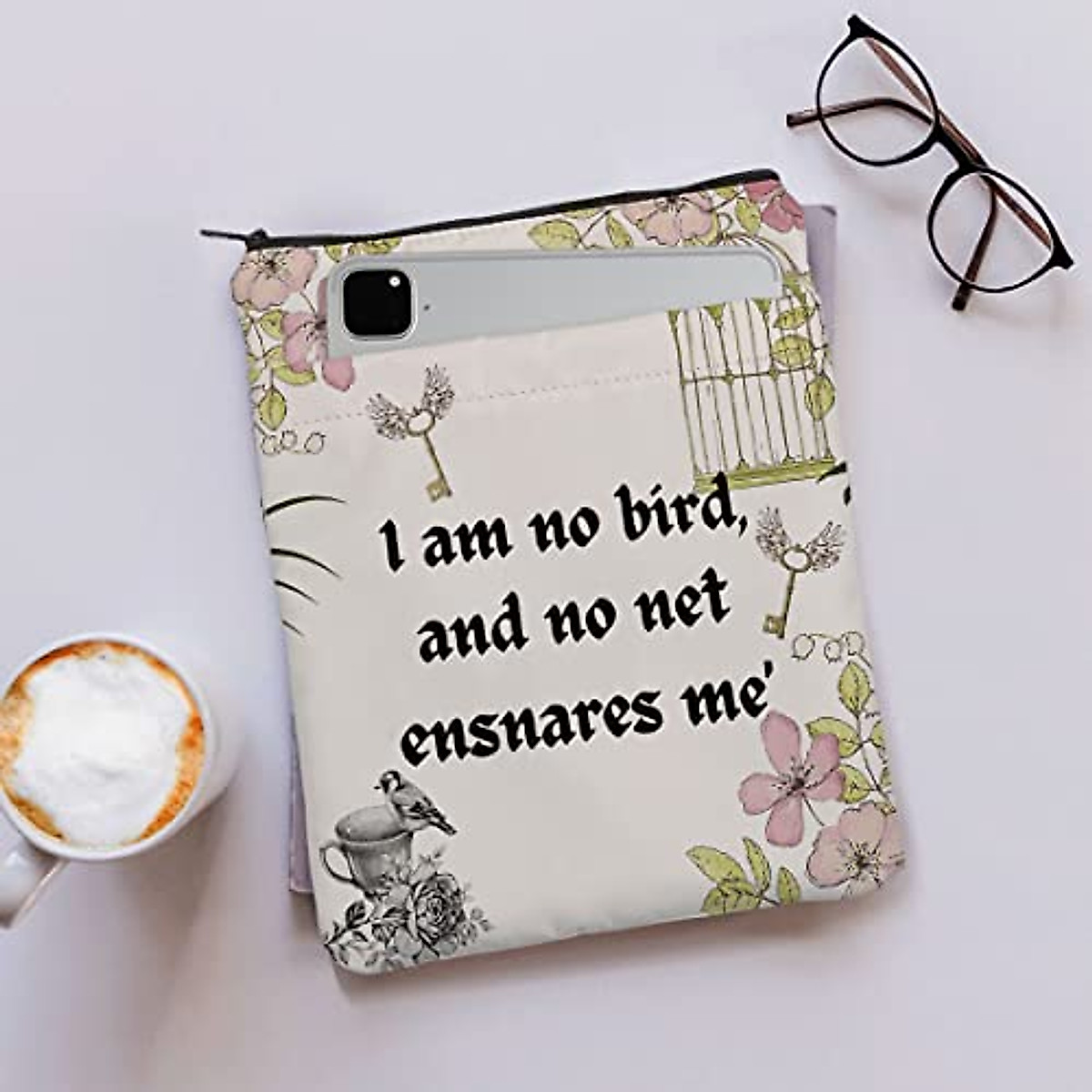 MAOFAED Inspirational Quote I Am No Bird and No Net Ensnares Me Book Sleeve Literature Gift Book Protector (I am no Bird Book Sleeve)