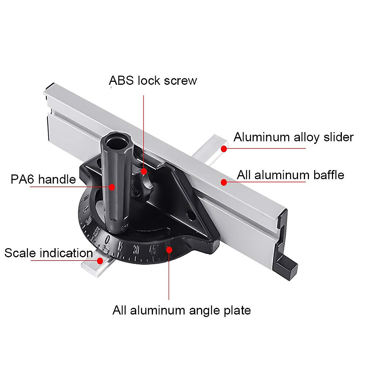 Table Saw Miter Gauge with Aluminum Miter Fence,Both Sides 60 Angle Adjustable,Be Used for Table Saws, Band Saws, Router Tables, Jointers(Black)