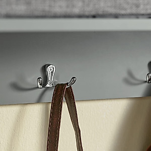Haotian Wall Shelf with Hooks, Coat Rack Wall Mount with Shelf Entrywall Storage Cabinet Unit with 3 Baskets 5 Hooks, Grey, FRG282-HG