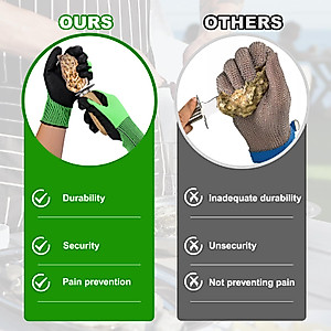 Palksky Oyster Shucking Gloves, Oyster Shucker Tool Protectors Handguard, Oyster Opener Machine Kit, Easy to Use Oyster Holders Seafood Tool (Green-Black