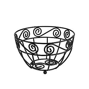 Spectrum Diversified Scroll Mini Fruit Bowl, Classic Kitchen Design for Produce Storage Basket Holder, Countertop Décor & Kitchen Organization, Traditional Décor, Black