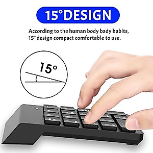 TATMOHIK Number Pad Wireless Numeric Keypad Numpad 10 Keys with a 2.4GHz USB Receiver,Portable and Upgraded 10-Key Financial Accounting Numeric Pad for Laptop PC Computer Notebook