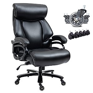 KJZ Big and Tall Office Chair, 400lb Office Chair, Heavy Duty Ergonomic Computer Desk Chair, Executive Leather Chair, Adjustable Lumbar Support 360 Swivel Task Chair