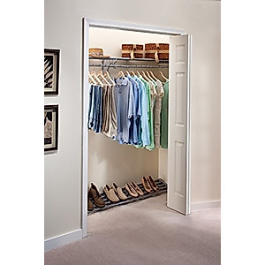 EZ Shelf -2 Pack- Expandable Closet Shelf with Hanging Rod -(Each 40.5” to 73”) with 1 End Bracket- Silver-Strong-Easy to Install-Wire Closet Shelving Alternative