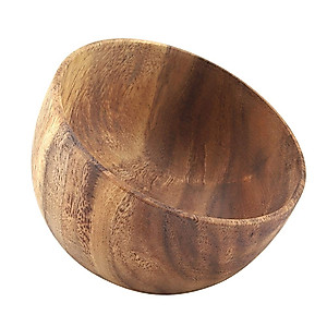 Bowl,Solid Acacia Wooden Bowl Wooden Hand-Carved Round Bowl Kitchen Tools For Salad Soup Rice Cereal Fruit Dips Sauce Nuts Appetizers Desserts(13 * 7cm)