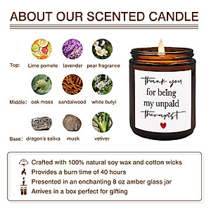XUISWELL Thank You for Being My Unpaid Therapist Scented Candles, Thank You Candle, Thank You Gifts for Women Friends, Best Friend Friendship Bestie Gifts for Women, BFF Gifts