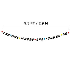 Friends Themed 40th Birthday Black Glitter Banner - Happy 40th Birthday Party - 40th Birthday Party Decorations and Supplies