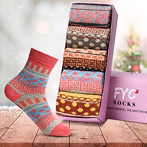 FYC Women Socks Winter - Gifts for Women - Warm Thick Soft Wool Socks Christmas Gifts Socks Cozy Crew Socks