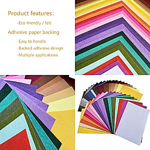 Jtnohx Self Adhesive Felt Sheets, 8x12 Inches Felt with Self Adhesive Backing, 40 Colors Pack Sticky Felt Fabric for Craft, Adhesive Felt Square for Drawer Liner