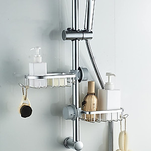 DBlosp Sponge Holder Faucet Kitchen Sink Organizer,Sink Sponge Holder,Aluminium Detachable Storage Rack for Kitchen Sinks and Bathroom Organization Silver