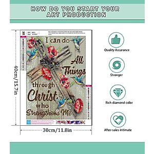 Christ Diamond Painting Kits for Adults,5D Diamond Art Kits for Adults Beginner,DIY Full Drill Diamond Dots Paintings with Diamonds Gem Art and Crafts for Adults Home Wall Decor, Crucifix 12x16in