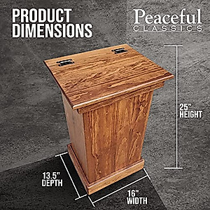 Peaceful Classics Wood Garbage Bin Cabinet - Wooden Trash Can w/Hidden Design, Stylish Kitchen Garbage Can, Amish Made Cabinet Hidden Trash Can, Handmade Waste Bin Cabinet Storage (Cherry)