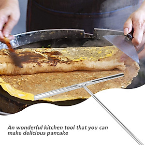 DOITOOL Crepe Pan Nonstick Stainless Steel Crepe Spreader T Shape Pancake Crepe Maker Batter Scraper Tool Dough Distributor Rake Baking Spatulas Sticks Kitchen Tools L Batter Spreader