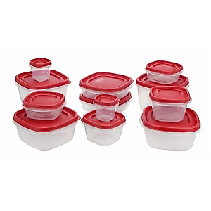Rubbermaid Easy Find Lids Food Storage Containers, Racer Red, Set of 24 7J98