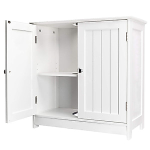 Kcelarec Bathroom Pedestal Sink Storage Cabinet, Bathroom Wood Storage Cabinet with 2 Doors, Pedestal Under Sink Organizer Cabinet with Internal Shelf,White