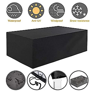 Garden Furniture Set Cover, Oxford Fabric Waterproof Protective Cover for Outdoor Patio Table and Chairs, Rectangular Table Cover-Black 50x50x75cm(LxWxH)