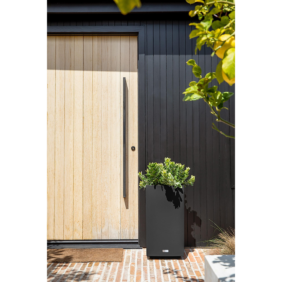 Veradek Block Series Pedestal Planter - Tall Planter for Indoor or Outdoor Front Porch | All-Weather Use with Removable Insert Bucket | Modern Décor for Flowers, Tall Trees, Faux Plants