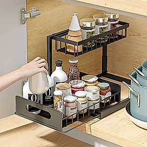 Under Sink Organizer and Storage 2 Tier Sliding Cabinet Basket Drawer Shelf Under Cabinet Storage for Bathroom Living Room
