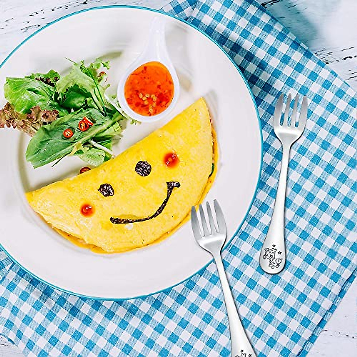 TeamFar Toddler Fork, Stainless Steel Toddler Utensils Forks Set of 6, Non Toxic & Healthy, Cute Animals & Attached Travel Case - Dishwasher Safe